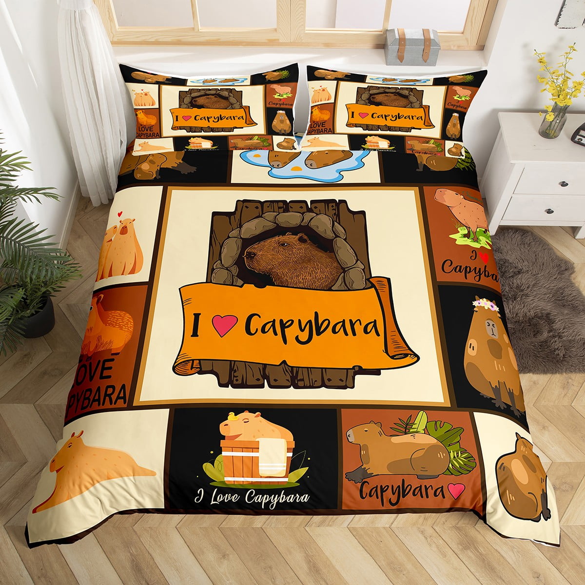 Capybara Bedding Gifts for Kids Teens Adults,Funny Capybaras Duvet ...