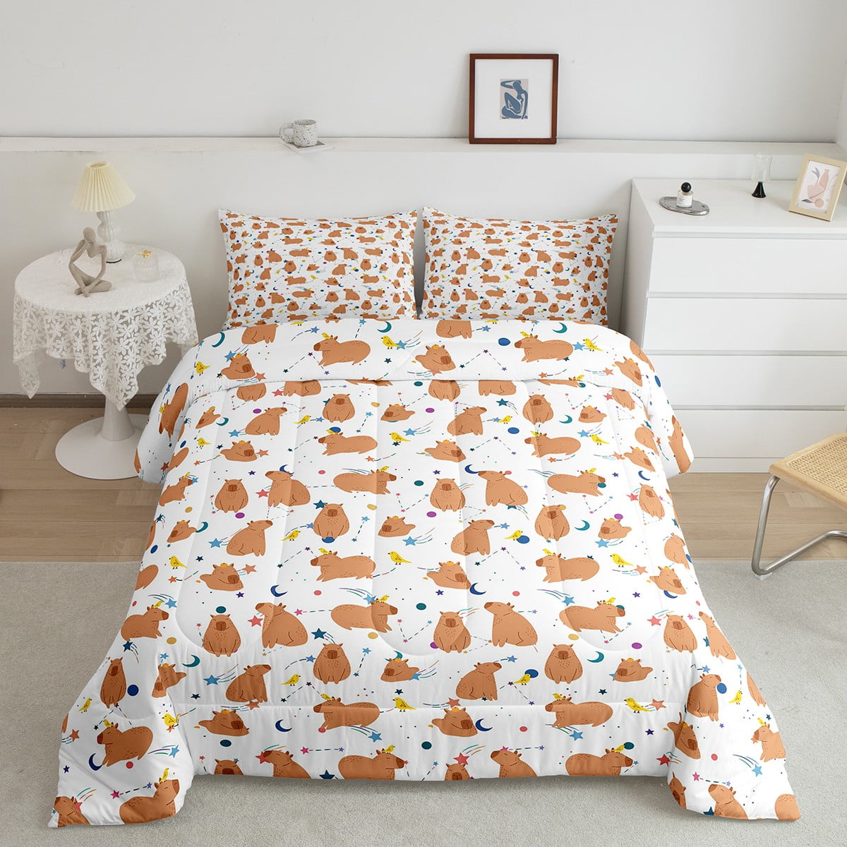 Capybara Bedding Set Full for Boys Girls Cute Capybaras Comforter Set ...