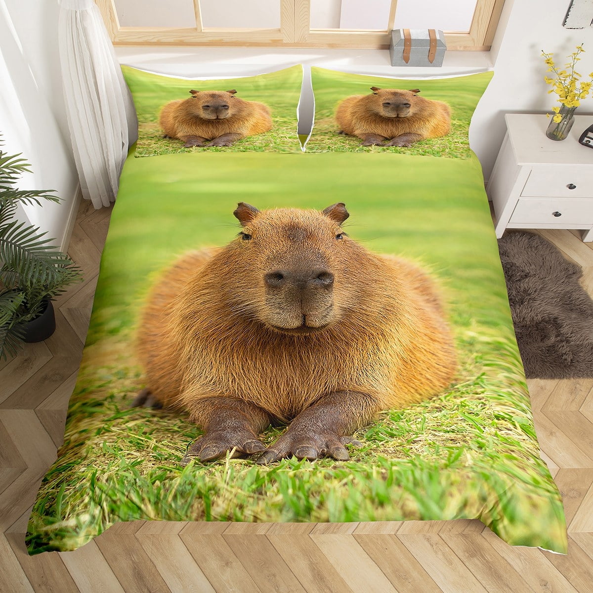 Capybara Bedding Set Queen, 3D Capybara Duvet Cover Capybara Lovers ...