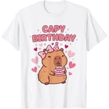 Capybara Birthday Cute Capybara Animal Lovers Bow Party T-Shirt Tee ...
