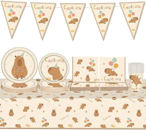 Capybara Birthday Decorations,Capybara Party Plates Supplies Include ...