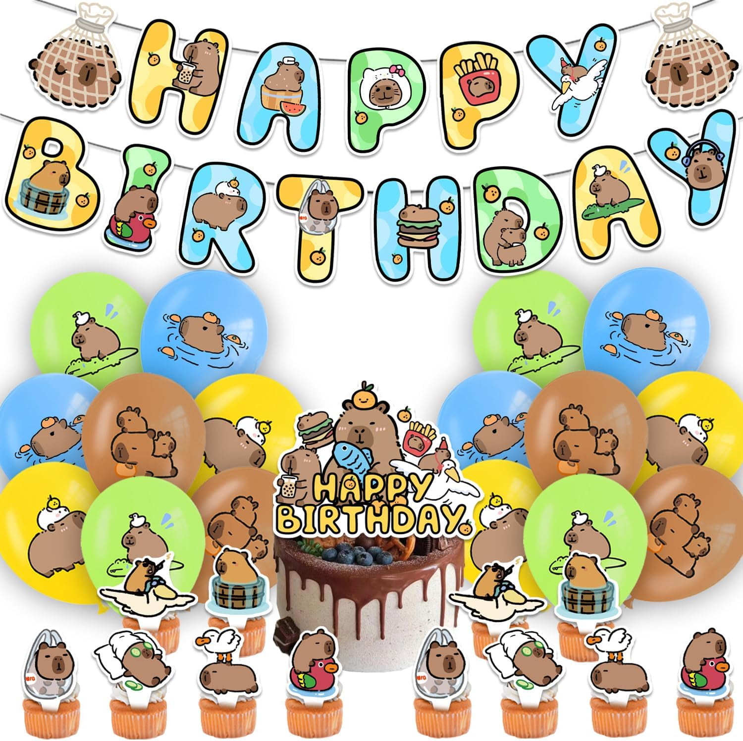 Capybara Birthday Decorations - Capybara Party Supplies, Capybara Theme ...
