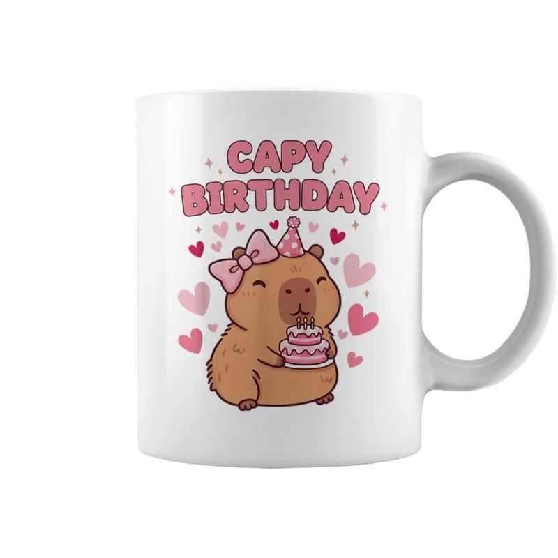 Capybara Birthday Girl Cute Capybara Animal Lovers Bow Party Coffee ...