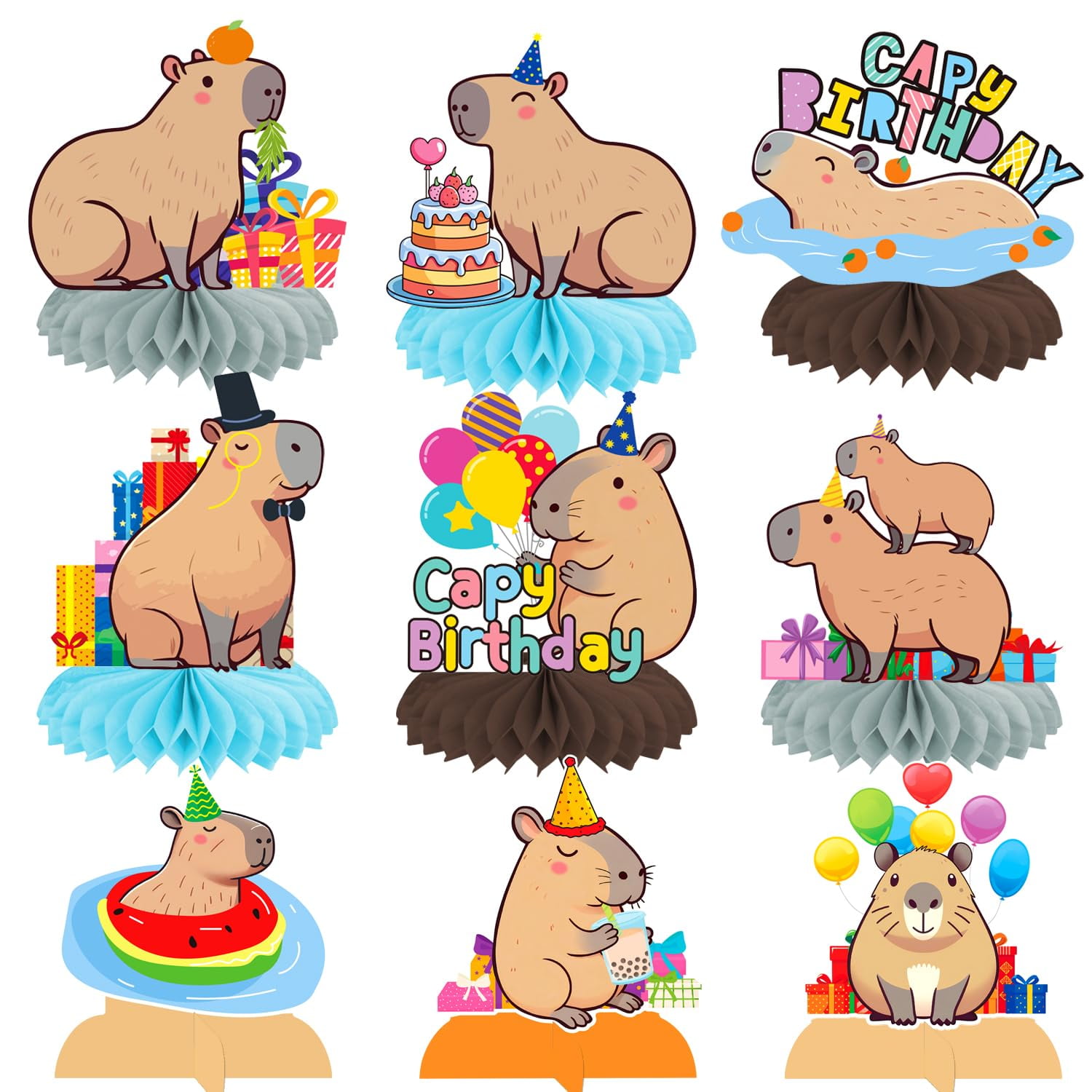 Capybara Birthday Honeycomb Centerpieces MMF7 11Pcs Capy Birthday Party ...