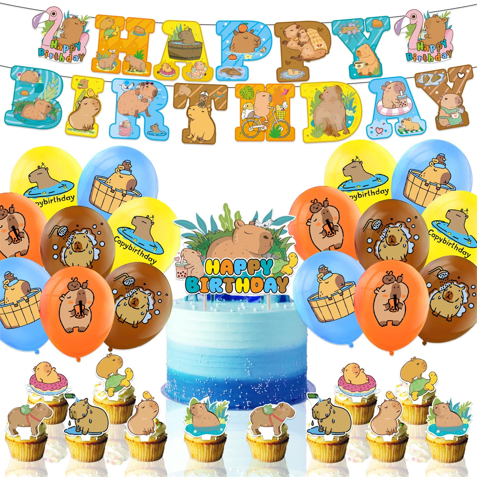 Capybara Birthday PartyTRDN Supplies Includes Capybara Happy Birthday ...