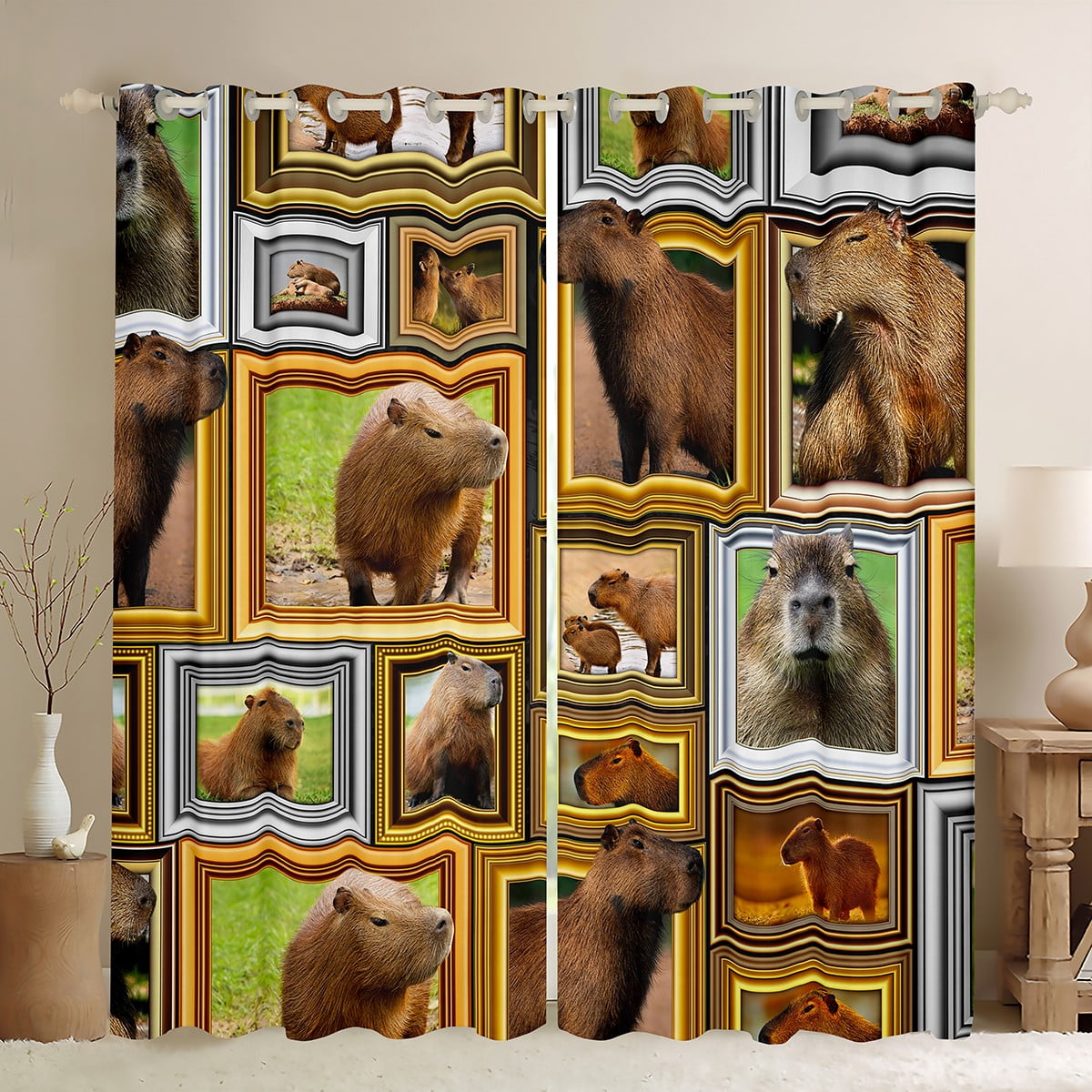 Capybara Blackout Curtains Rodent Animals Capybara Curtain Gifts for ...