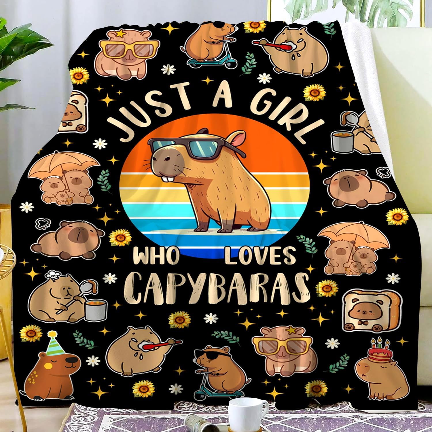 Capybara Blanket Gifts for Girls Kids Cute Capybara Plush Stuff ...