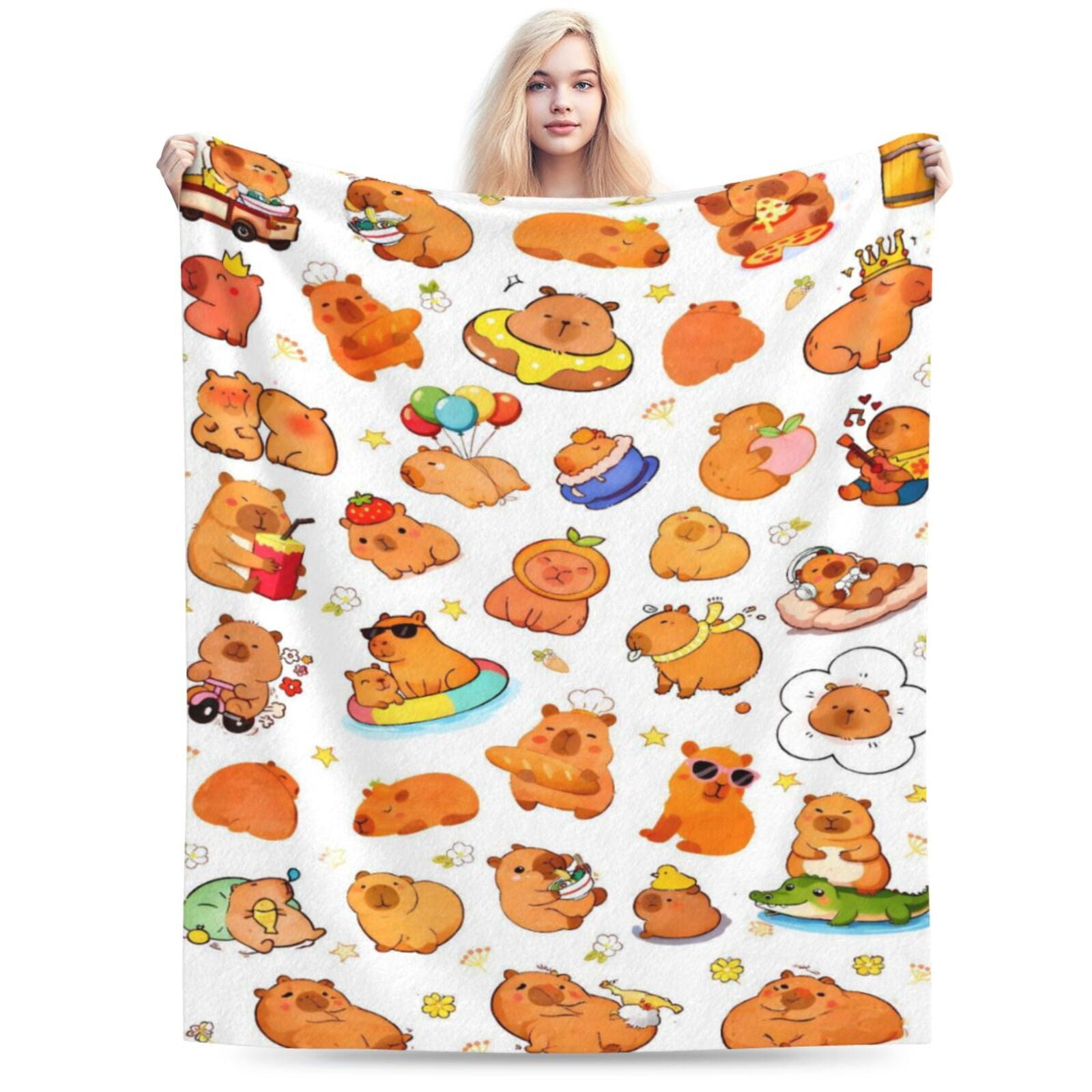 Capybara Blanket Gifts Warm Flannel Capybaras Throw Blanket Bedding ...