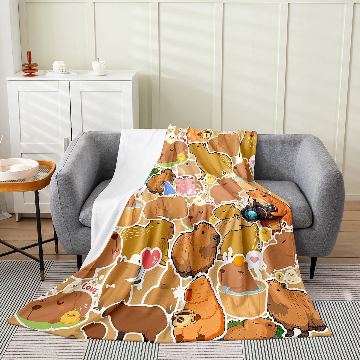 Capybara Blanket for Kids Bedroom Decor,Brown Capybara Throw Blanket ...