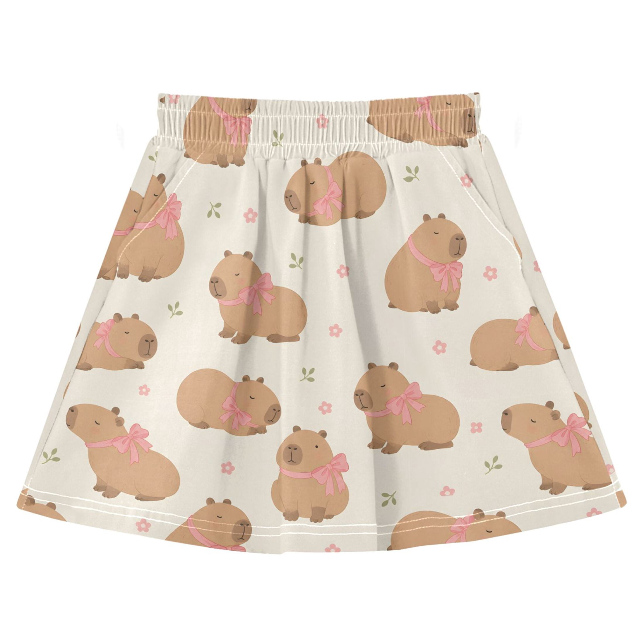 Capybara Bow Athletic Skirt with Pockets and Built-in Shorts for 3-8Y ...