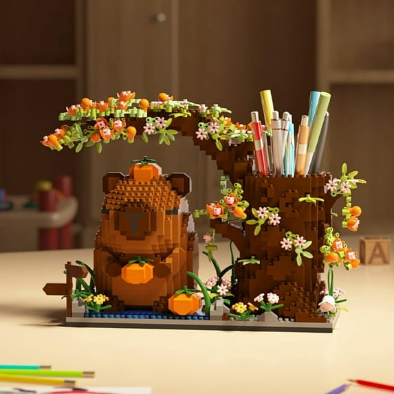 Capybara Building Block Pen Holder Multi-Function Desk Organizer for ...