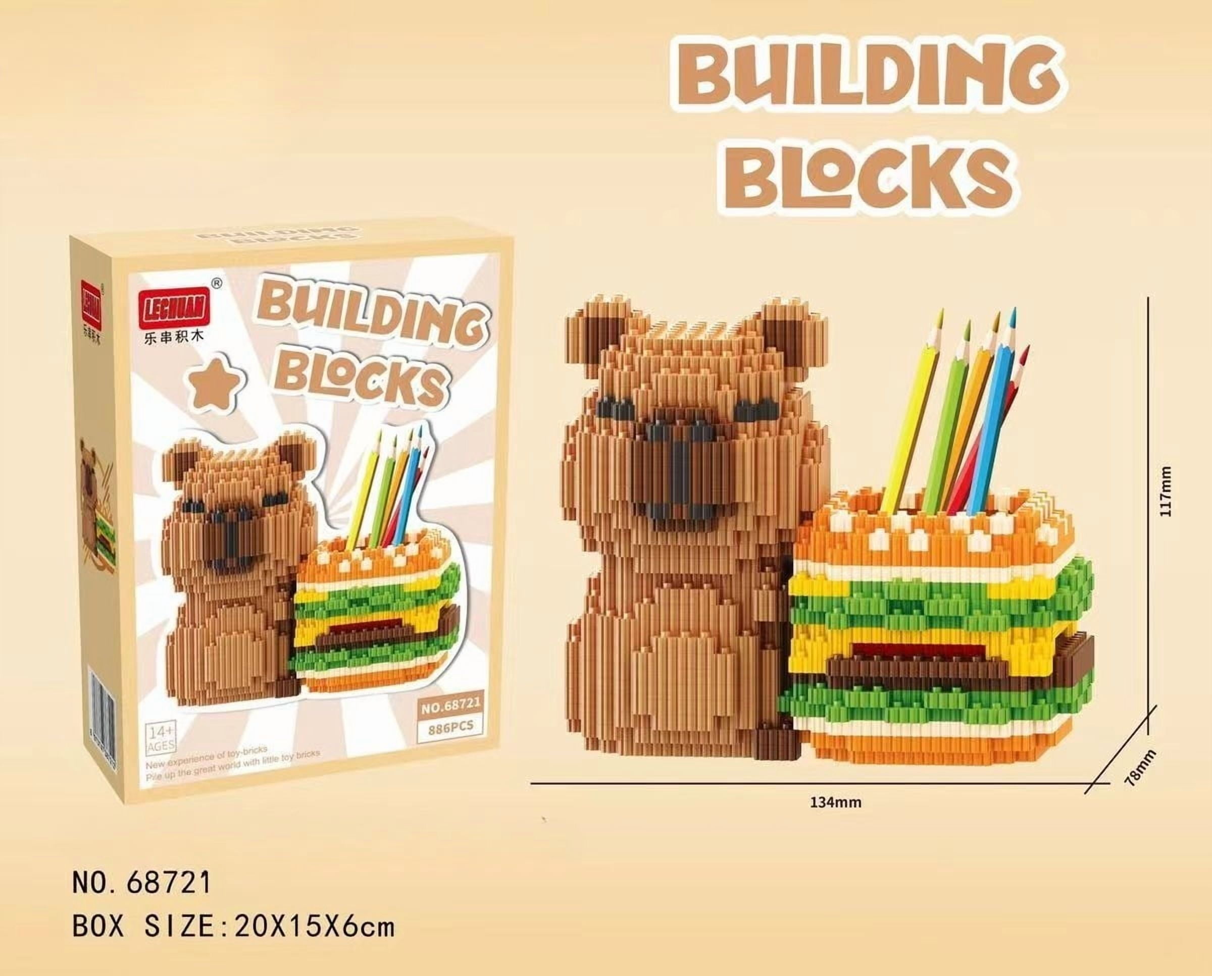 Capybara Building Block Pen Holder Multi-Function Desk Organizer for ...