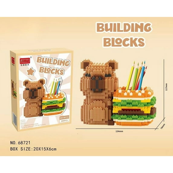 Capybara Building Block Pen Holder Multi-Function Desk Organizer for ...