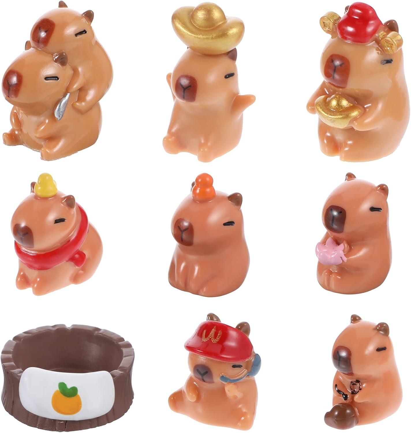 Capybara Cake Topper 9 PCS Capybaras Birthday Decorations Mini Capybara Figures for Dollhouse ...