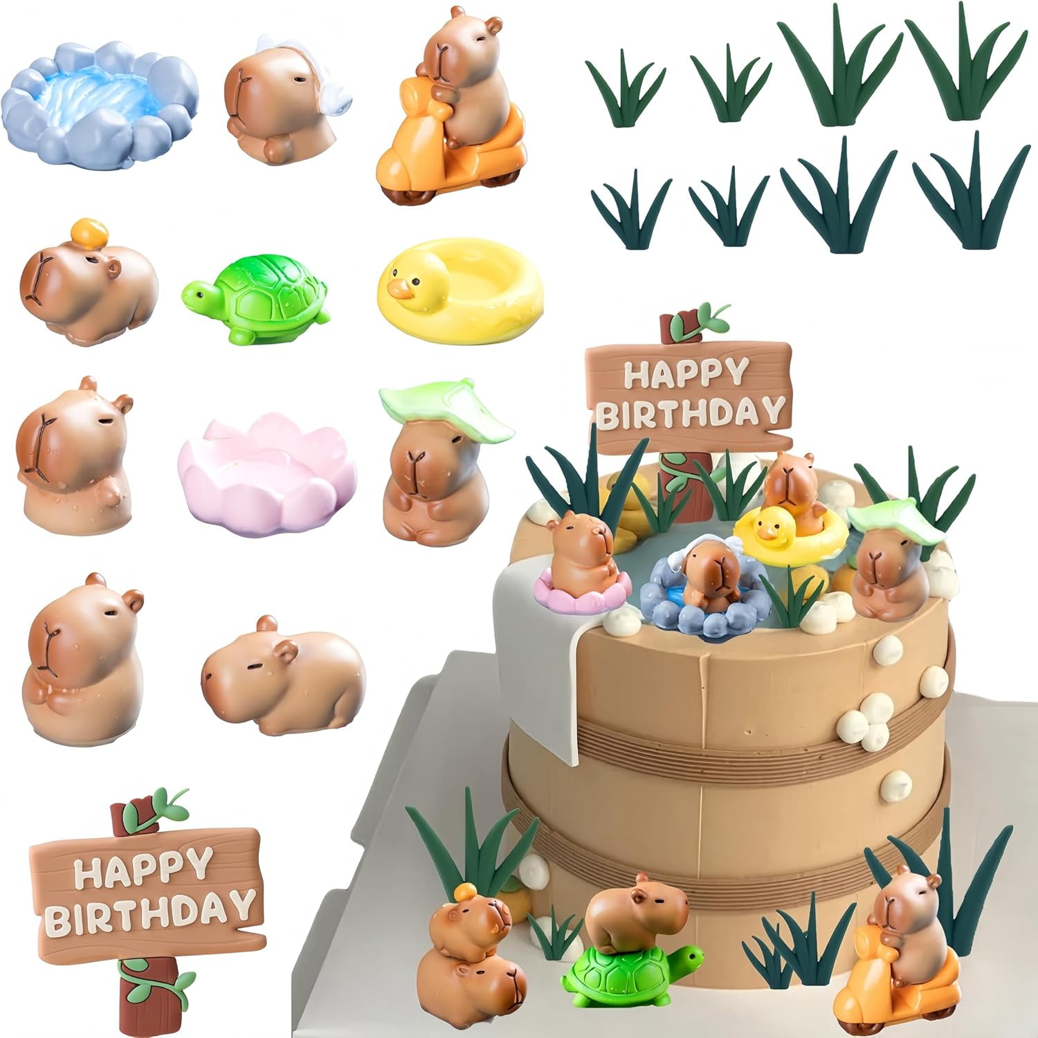 Capybara Cake Toppers Mini Blowfish Party Supplies Capybara Birthday ...
