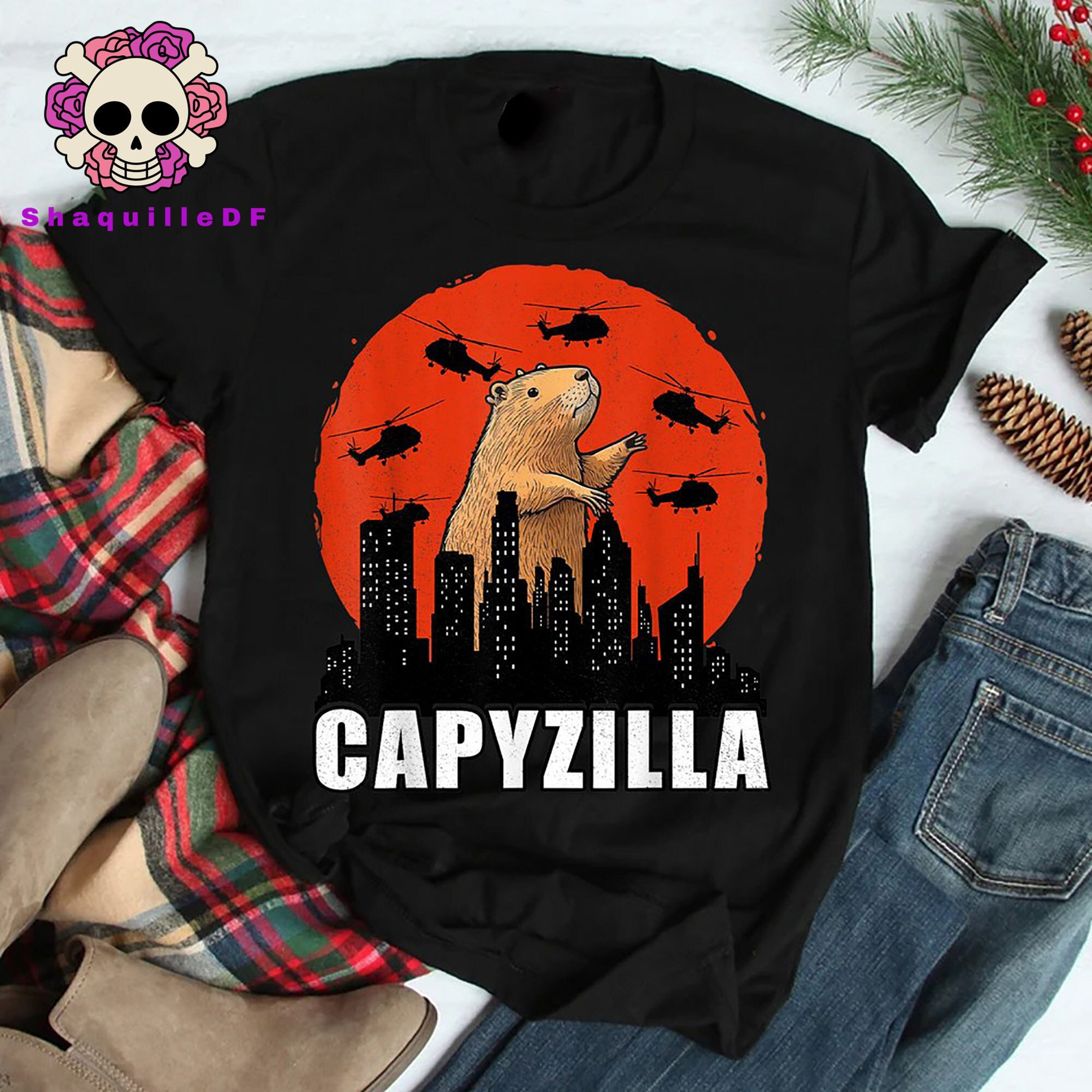 Capybara Capybara Rodent Capyzilla T-shirt, Capybara Shirt Retro With ...
