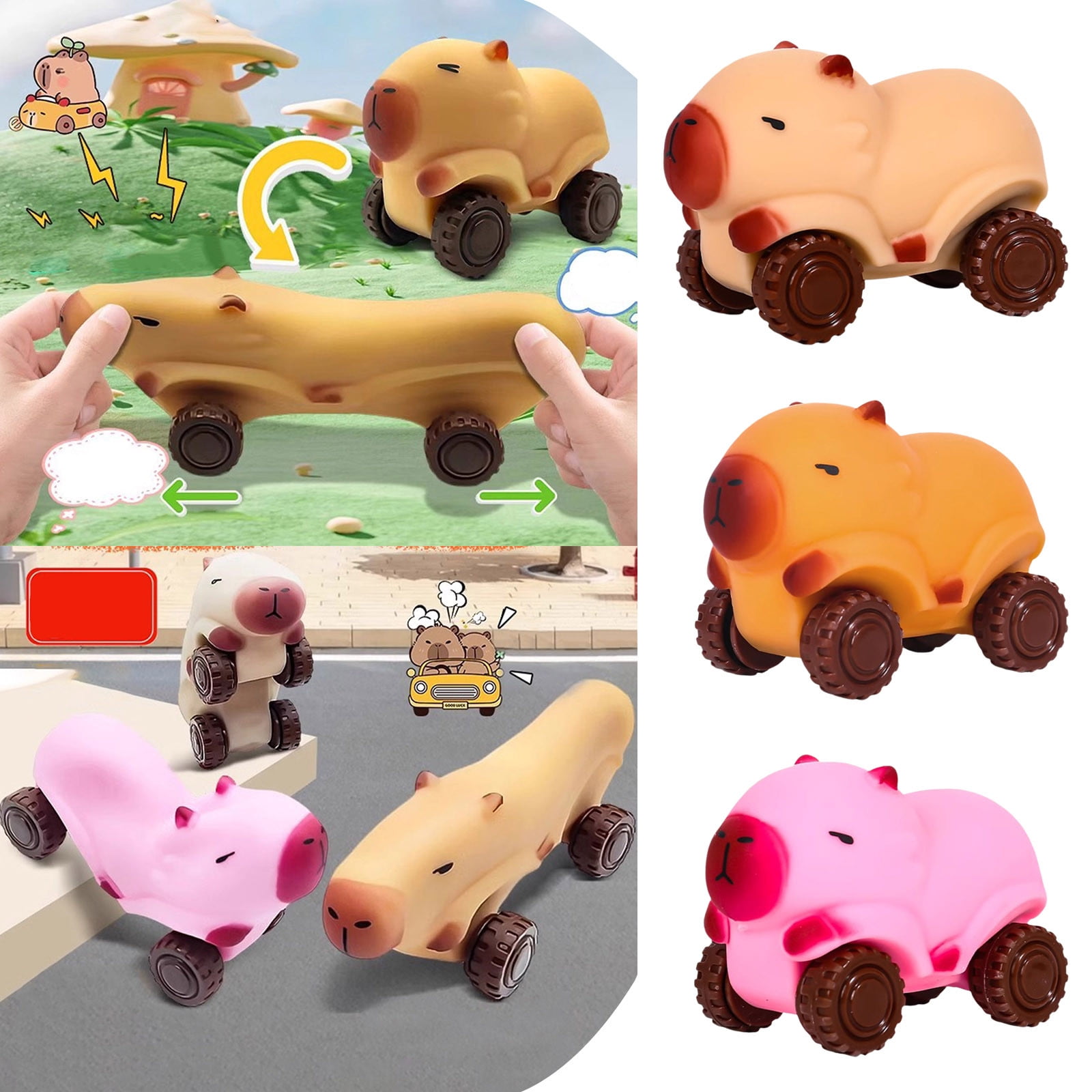 Capybara Car Stress Squeeze Toys with Wheels - Super Fun Animal Stress ...