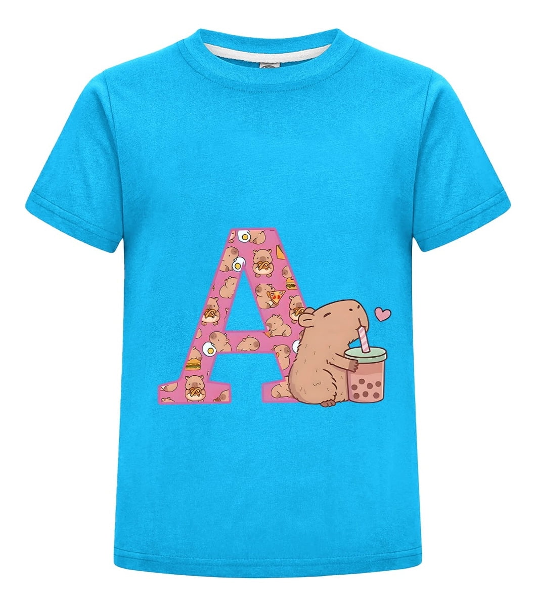Capybara Cartoon T-Shirt for Kids – Funny BDay Animal Graphic Tee ...