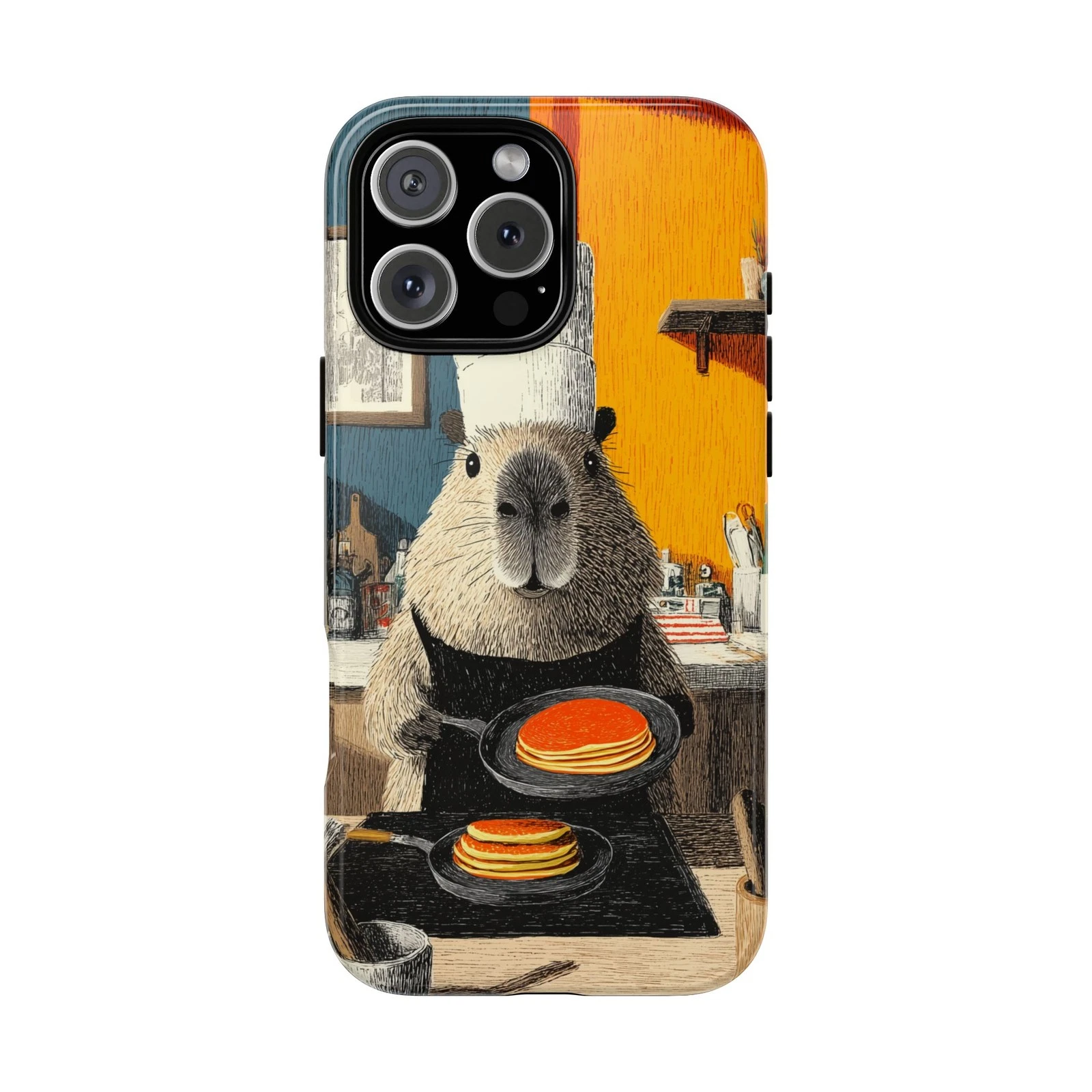 Capybara Chef Pancake Breakfast Funny Cute Case for iPhone 17 to 11 Pro ...
