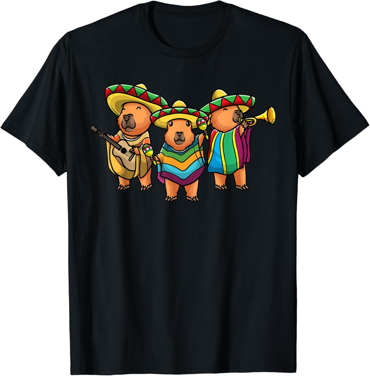 Capybara Cinco De Mayo Me.Xi.Can Band Musician Men Women T-Shirt Unisex ...