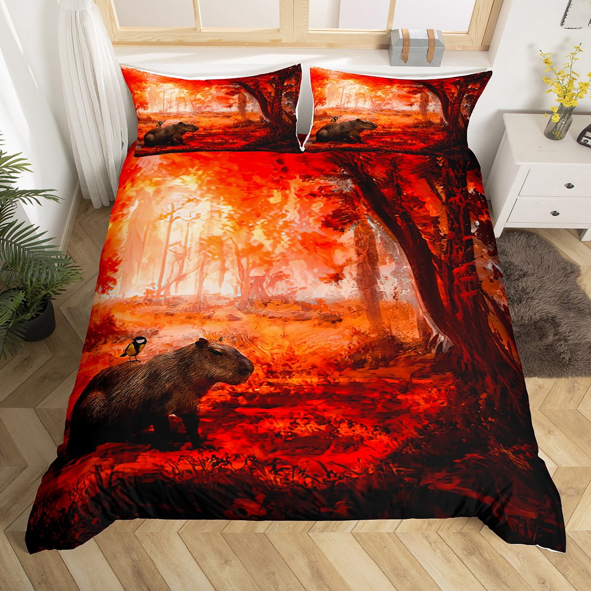 Capybara Comforter Cover Lovely Capybara Print Bedding Set Zoo Pet ...