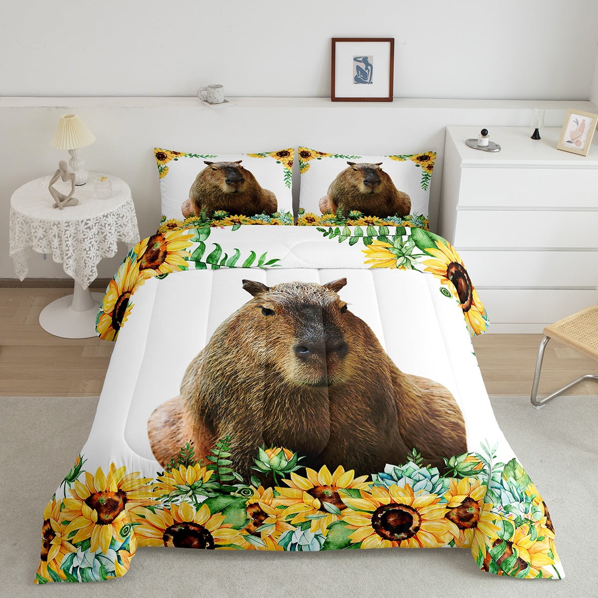 Capybara Comforter Set Gifts for Capybara Lovers Bedding King Size Cute ...