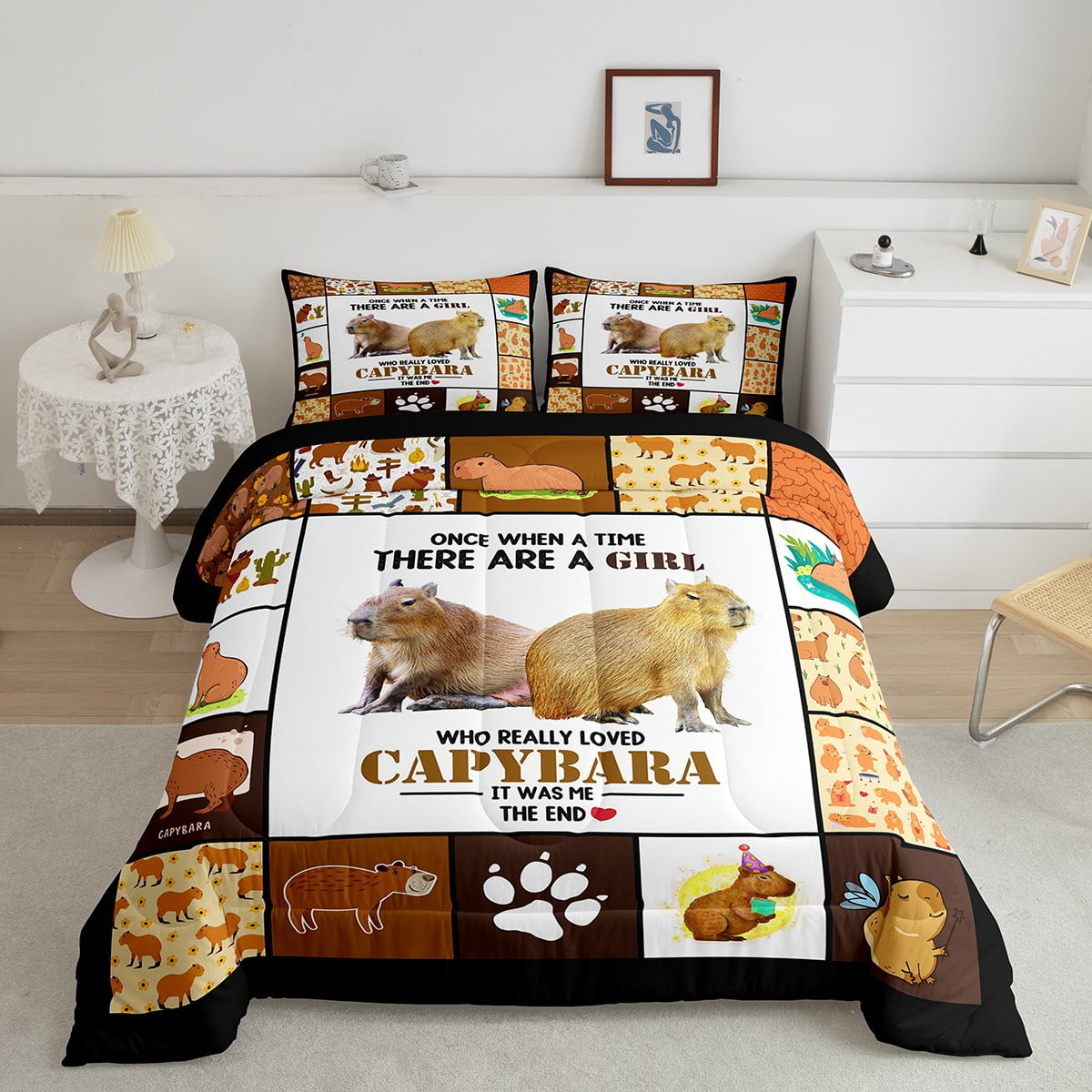 Capybara Comforter Set Gifts for Capybara Lovers, Cute Rodent Animals ...