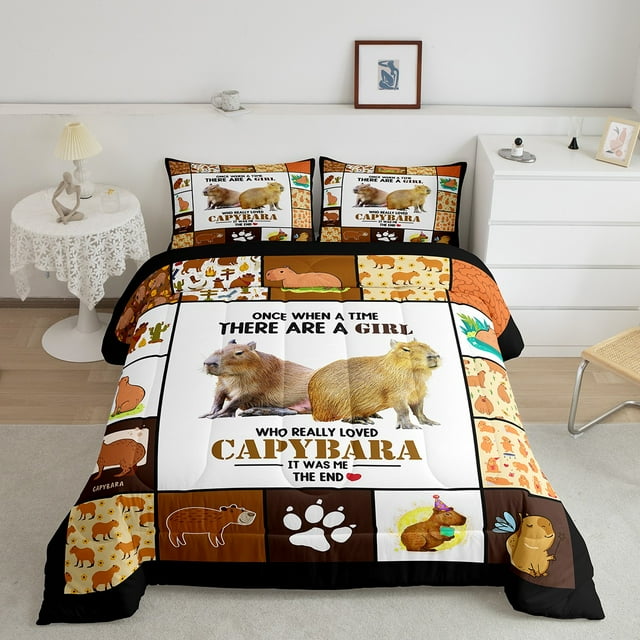 Capybara Comforter Set Gifts for Capybara Lovers, Cute Rodent Animals ...