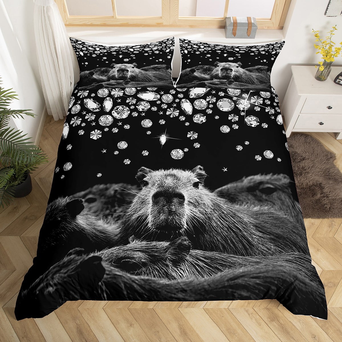 Capybara Comforter Cover Funny Rodent Animal Bedding Set for Kids Youth ...