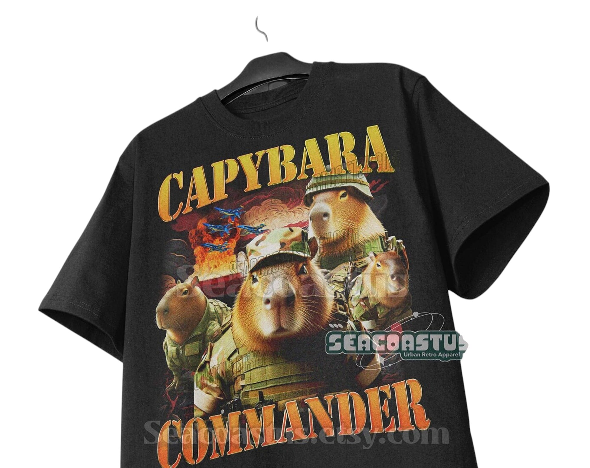 Capybara Commander Vintage 90S T-Shirt, Retro 90S Capybara Tshirt ... Capybara Commander Vintage 90S T-Shirt, Retro 90S Capybara Tshirt ...