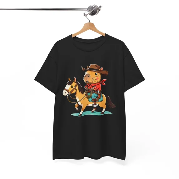 Capybara Cowboy Riding Horse Cute Western Animal Unisex T-Shirt, S-5XL ...