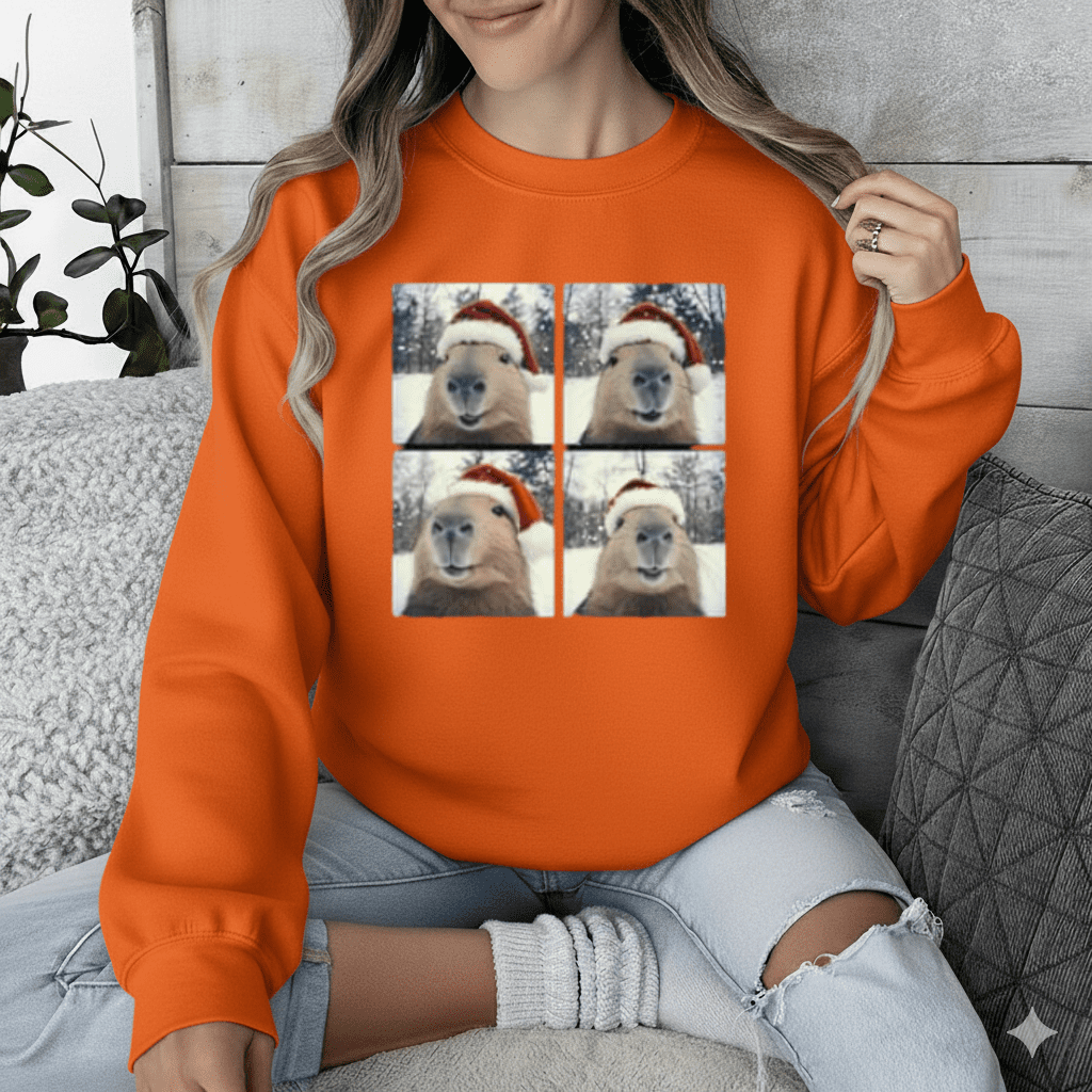 Capybara Cozy Holiday Pullover Cute Festive Animal Lover Simple Style ...