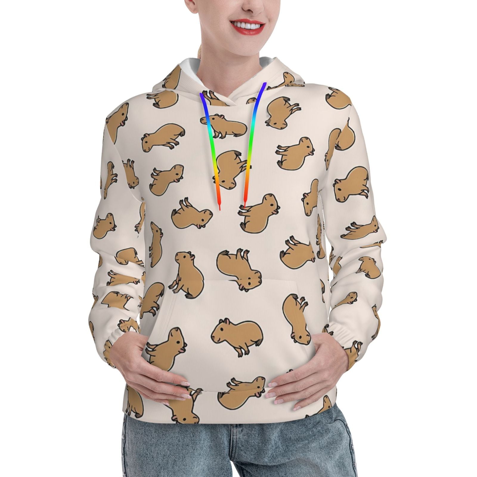 Capybara Cozy Women'S Hoodie Pullover Sweatshirt With Kangaroo Pocket ...