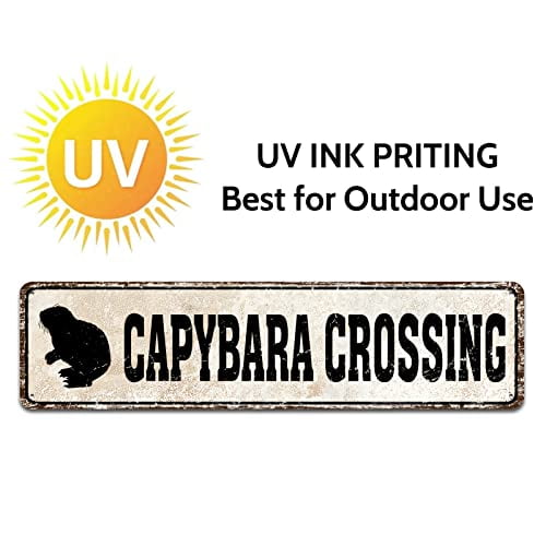 Capybara Crossing Sign, Vintage Animal Wall Decor, 4x16 Inch Aluminum ...