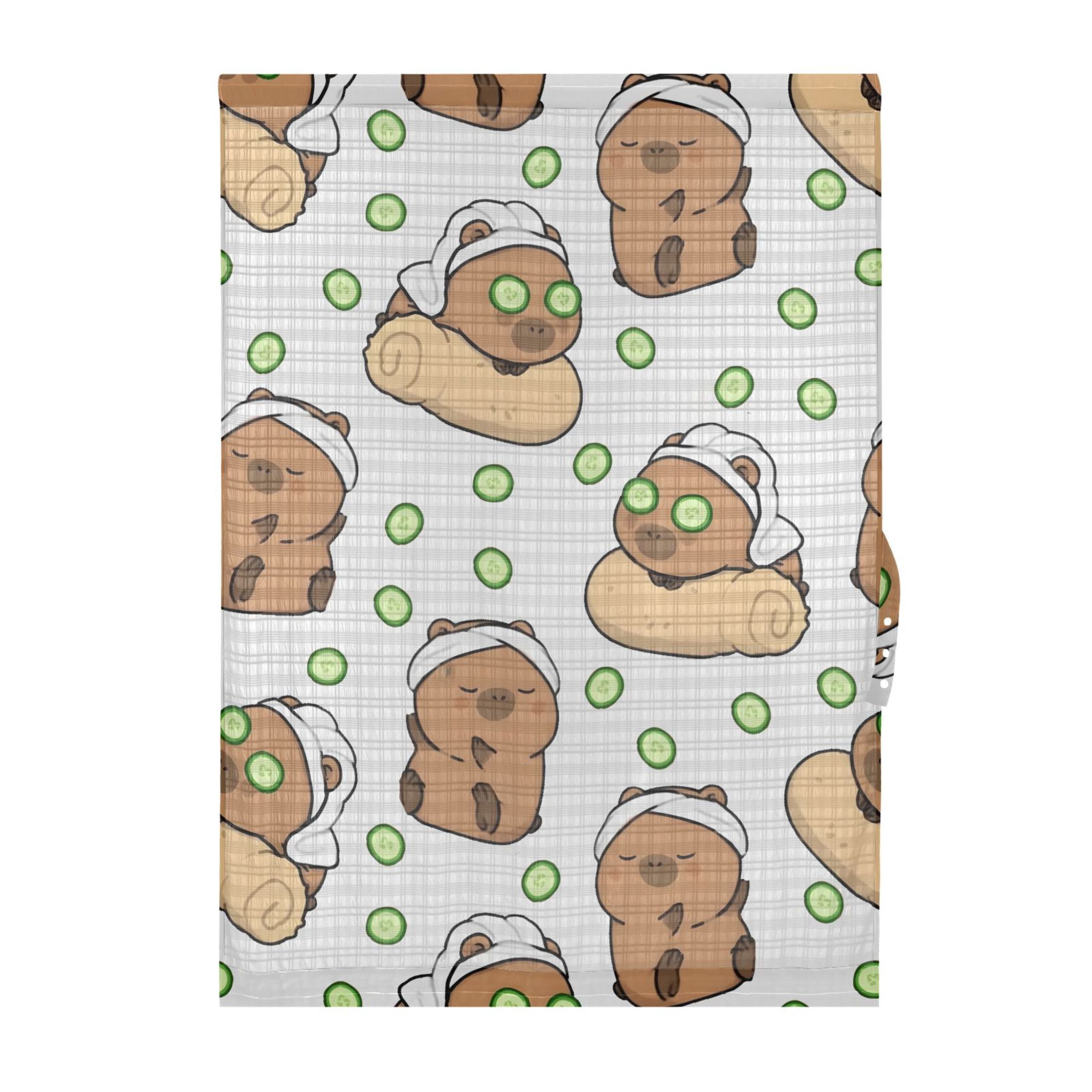 Capybara Cucumber Pattern Door Curtain Sheer Privacy Light Filtering ...