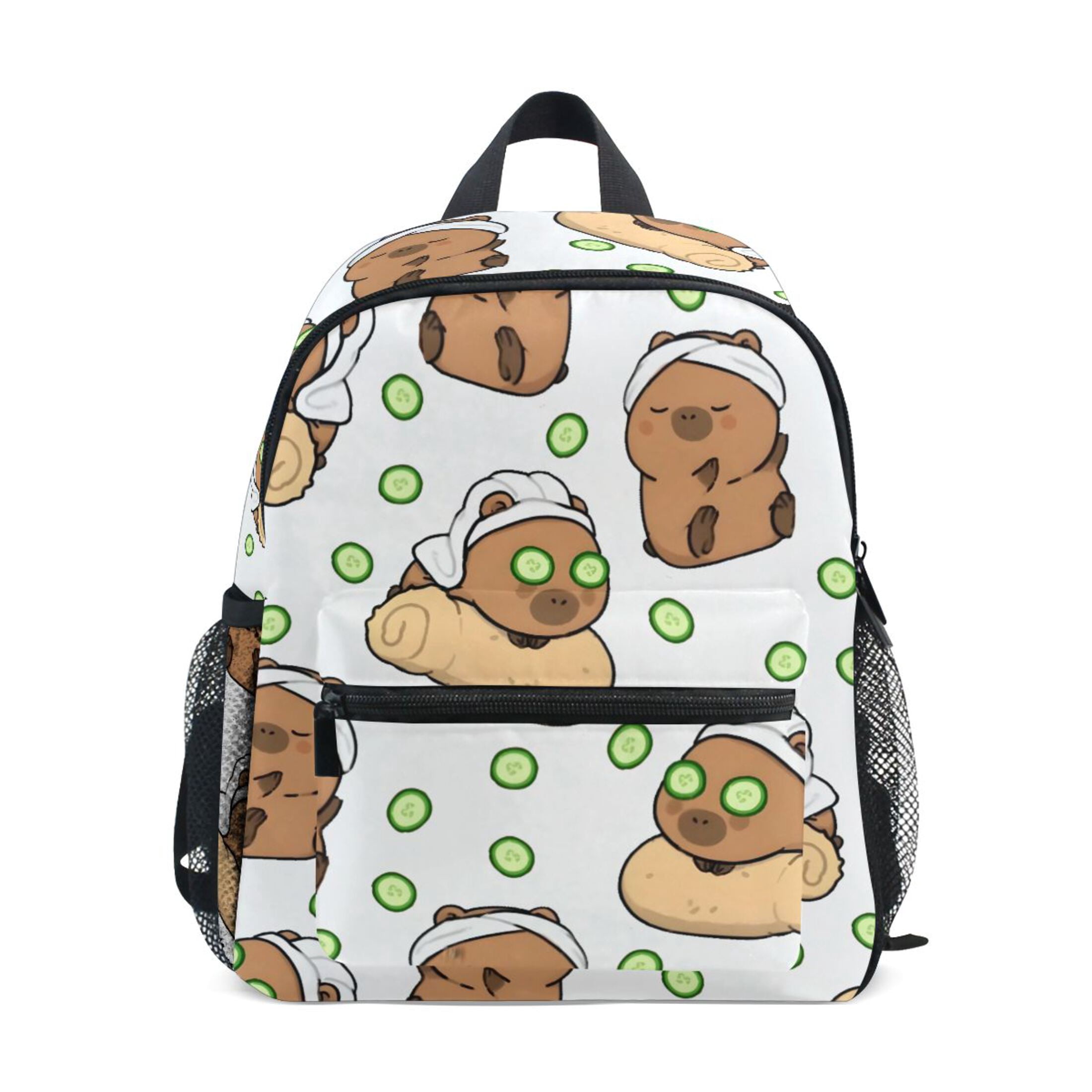 Capybara Cucumber Pattern Mini Backpack Cute Small Backpack with Chest ...