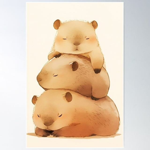 Capybara Cuddling Poster Wall Art, Modern Wall Decor For Living Room ...