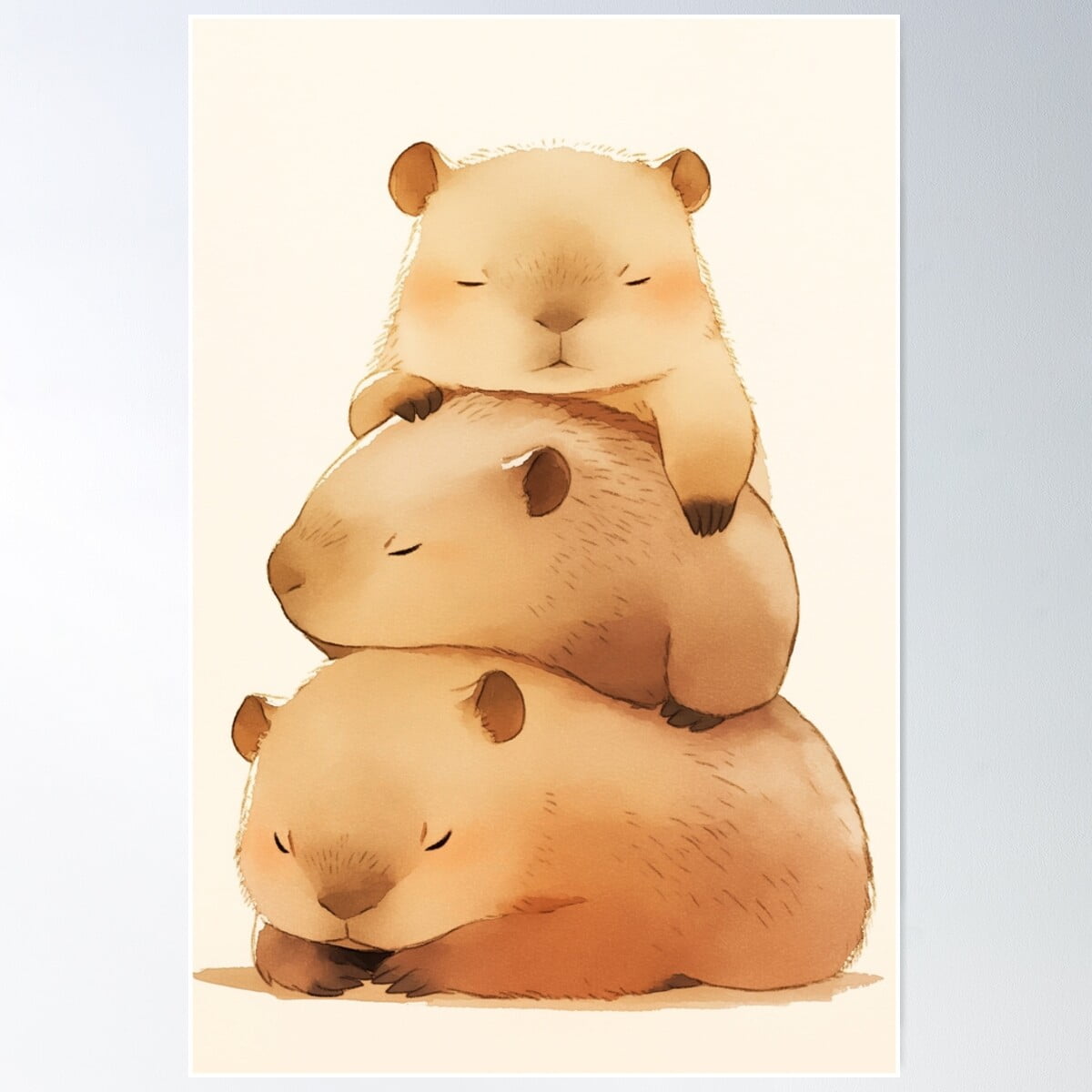 Capybara Cuddling Poster Wall Art, Modern Wall Decor For Living Room ...