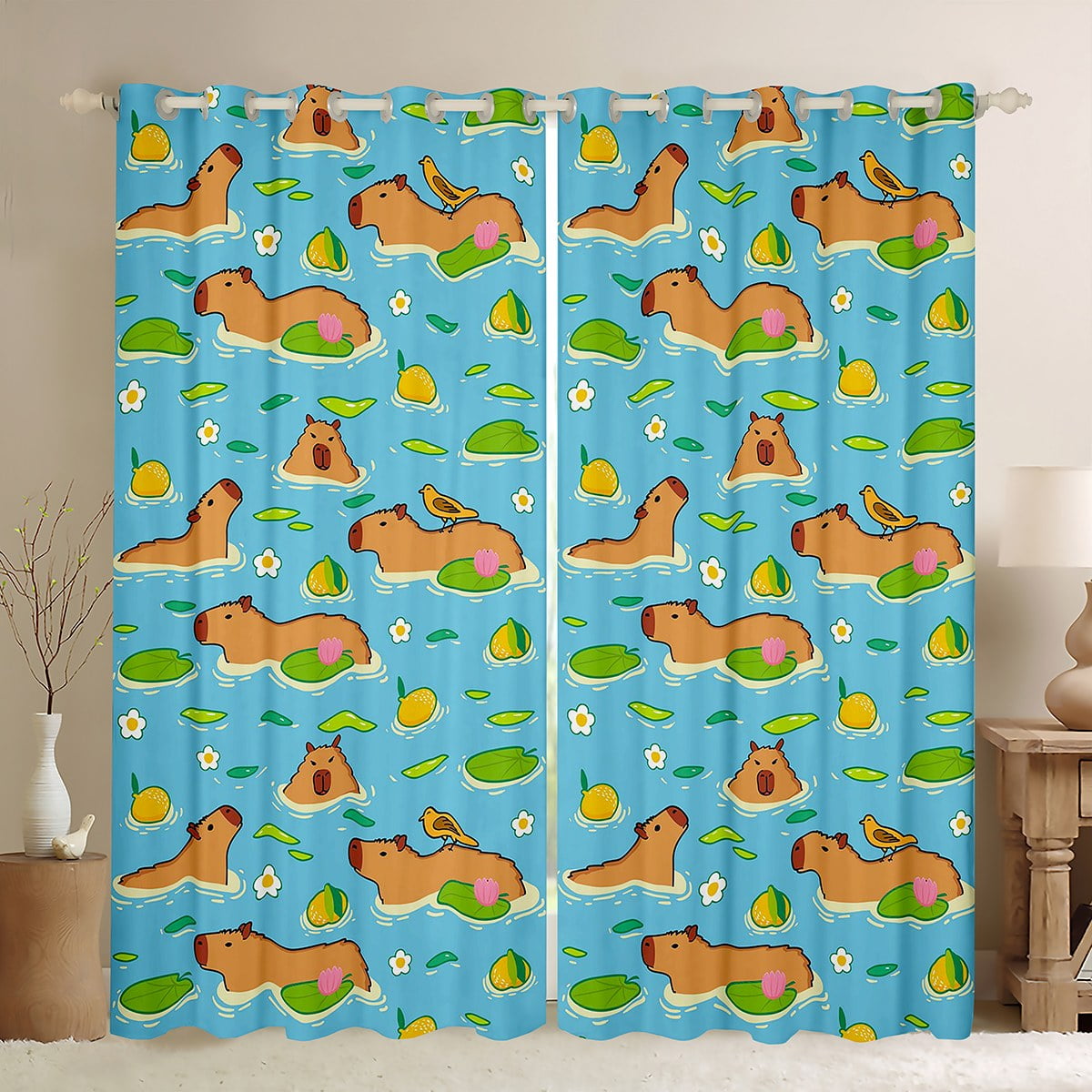 Capybara Curtains Capybara Lovers Window Curtains ,Funny Rodent Animal ...