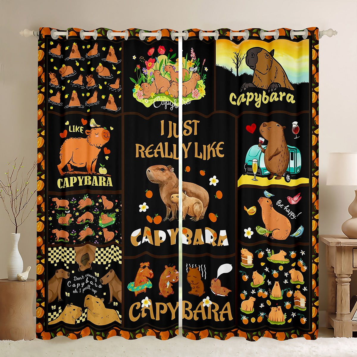 Capybara Curtains Gifts for Capybara Lovers,Cute Rodent Animals Funny ...