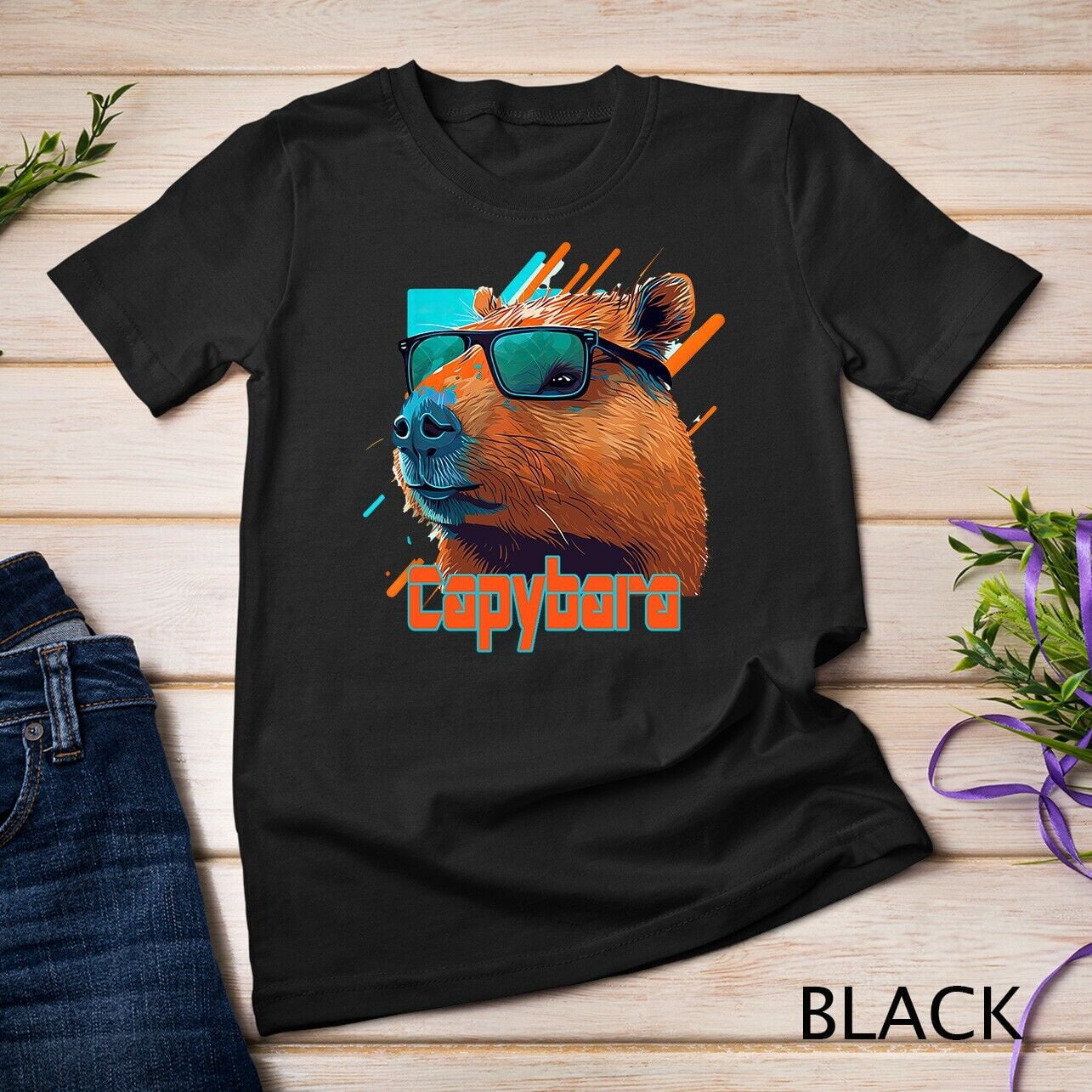 Capybara Cute and funny Capybara Cool Sunglasses T-Shirt Unisex T-shirt ...