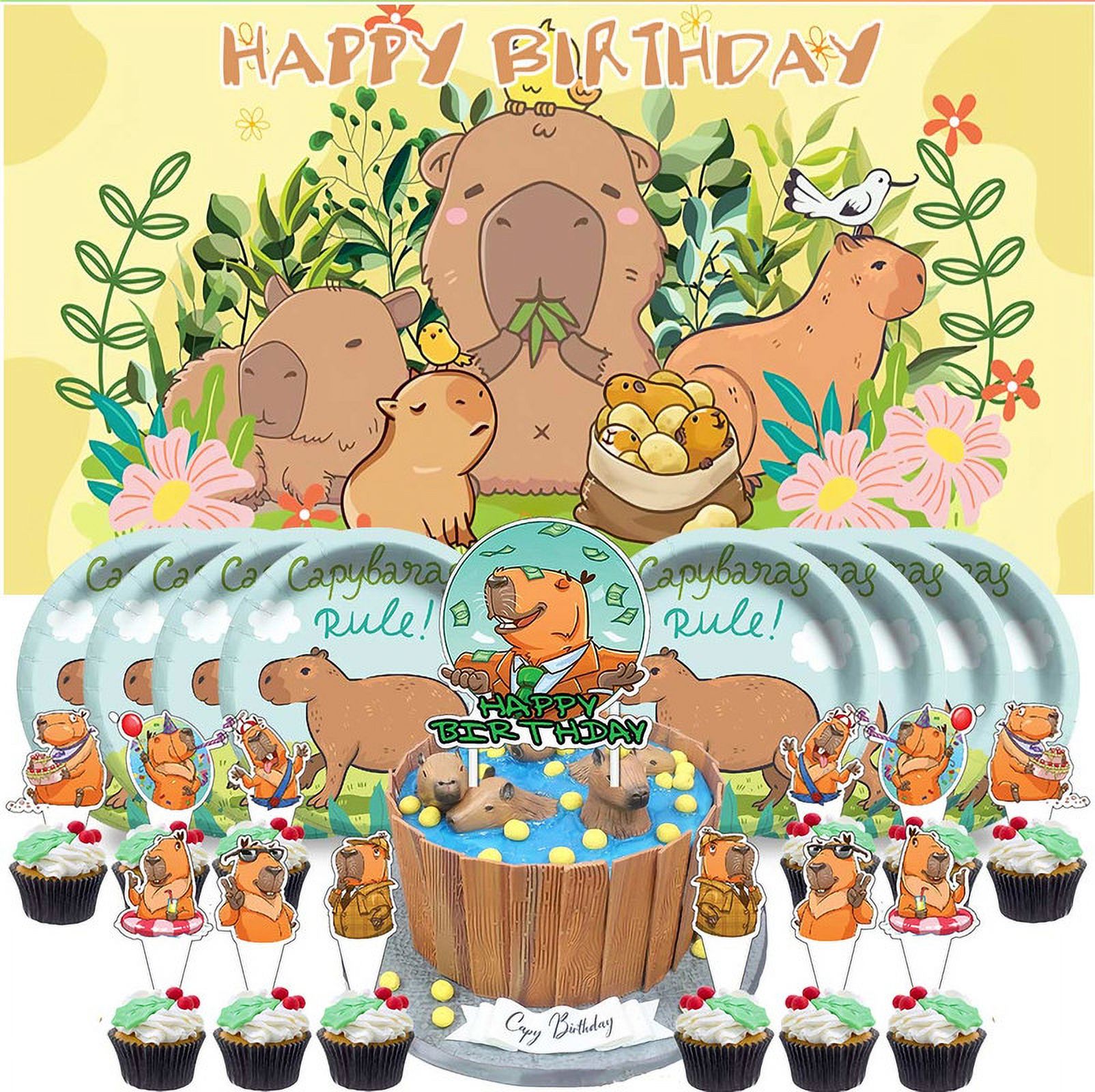 Capybara Decor Decorations Plates Party Supplies Background Cake Topper ...