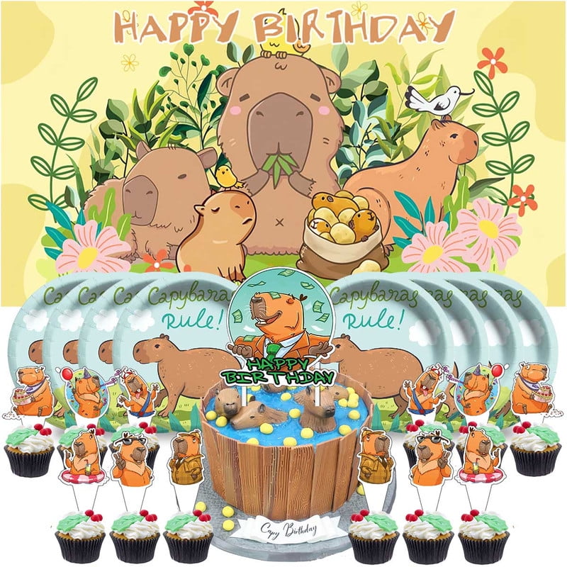 Capybara Decor Decorations Plates Party Supplies Background Cake Topper ...