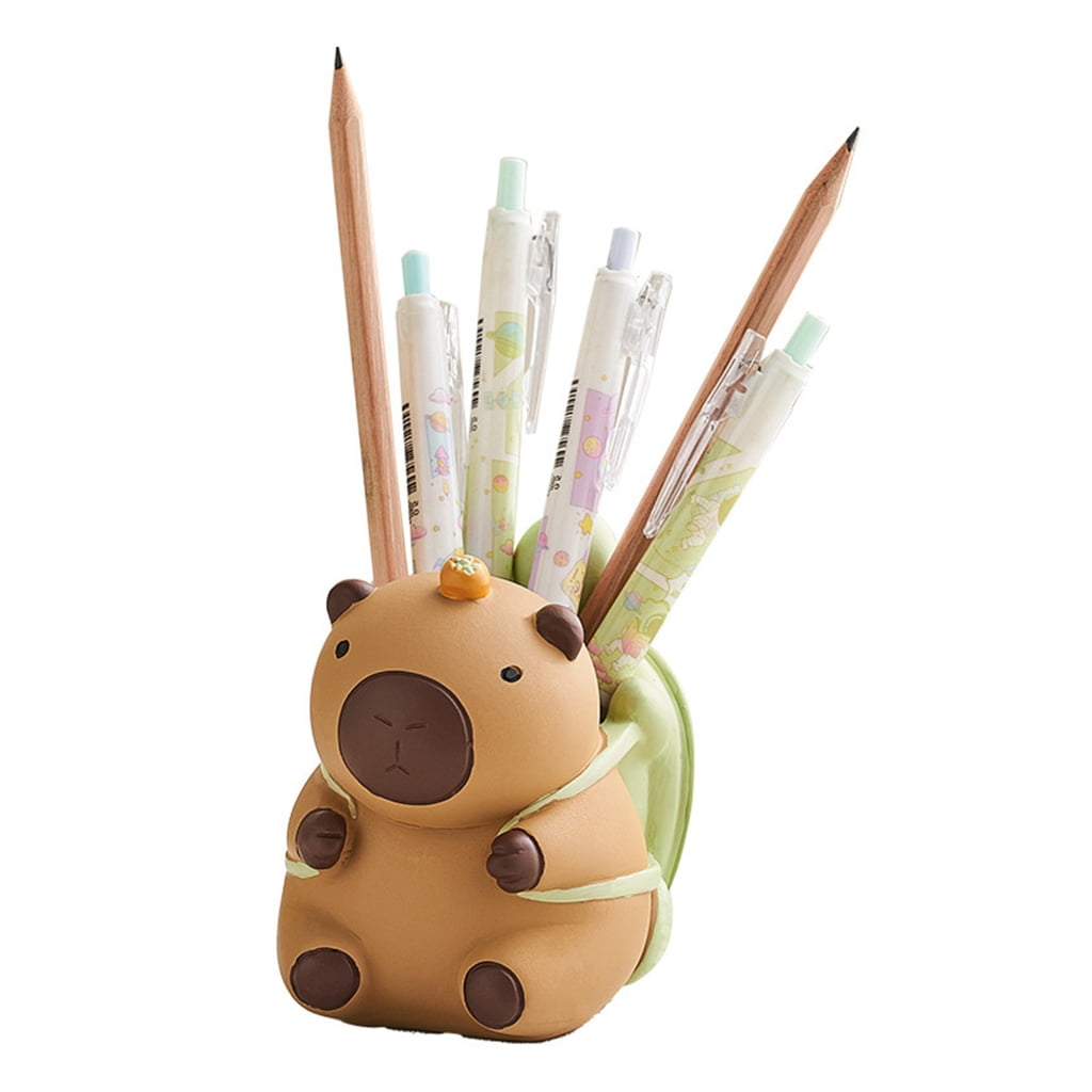 Capybara Desk Organizer Resin Pencil Holder Cute Animal Pen Storage ...