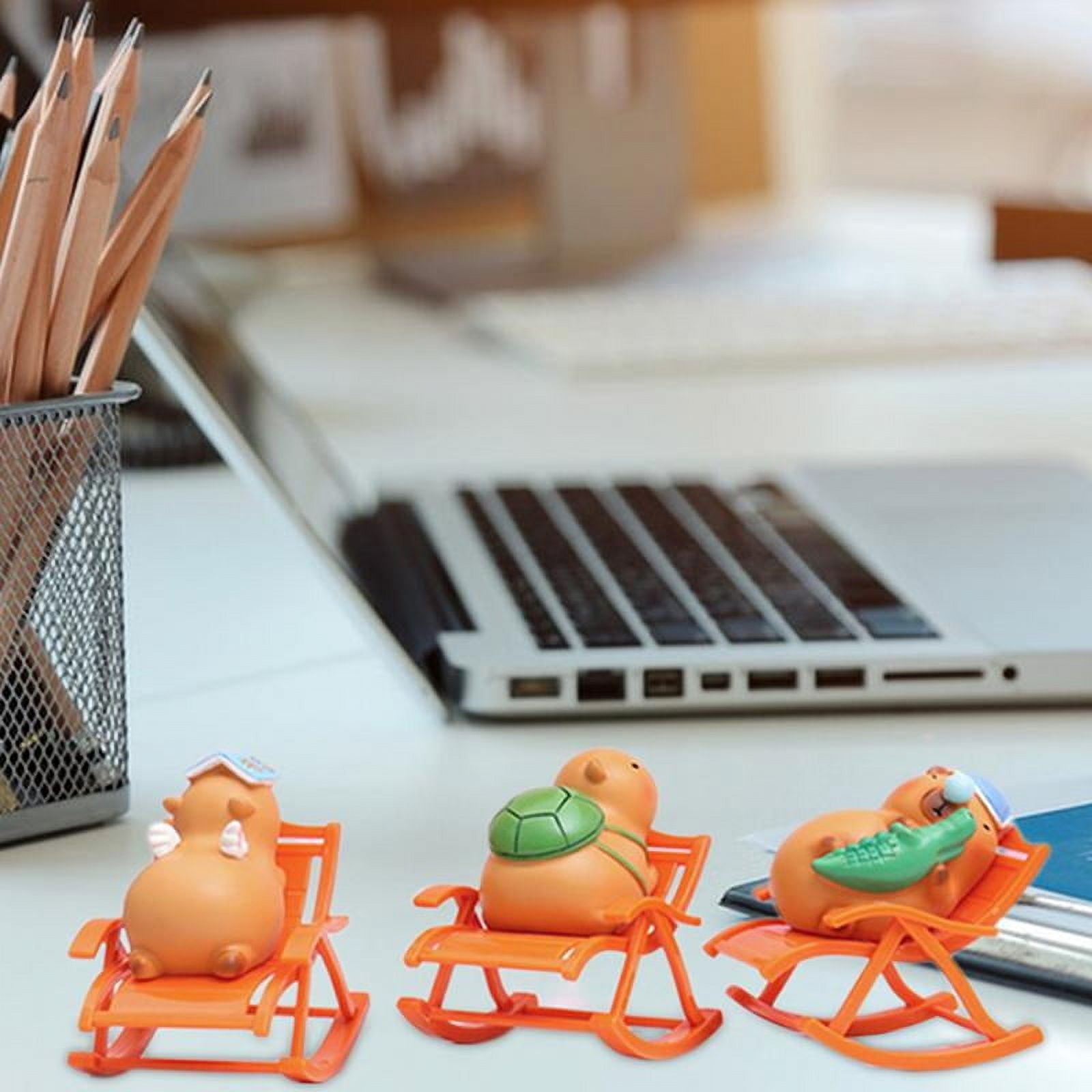 Capybara Desktop Decoration Figure Rocking Chair Decor Simulation Model ...