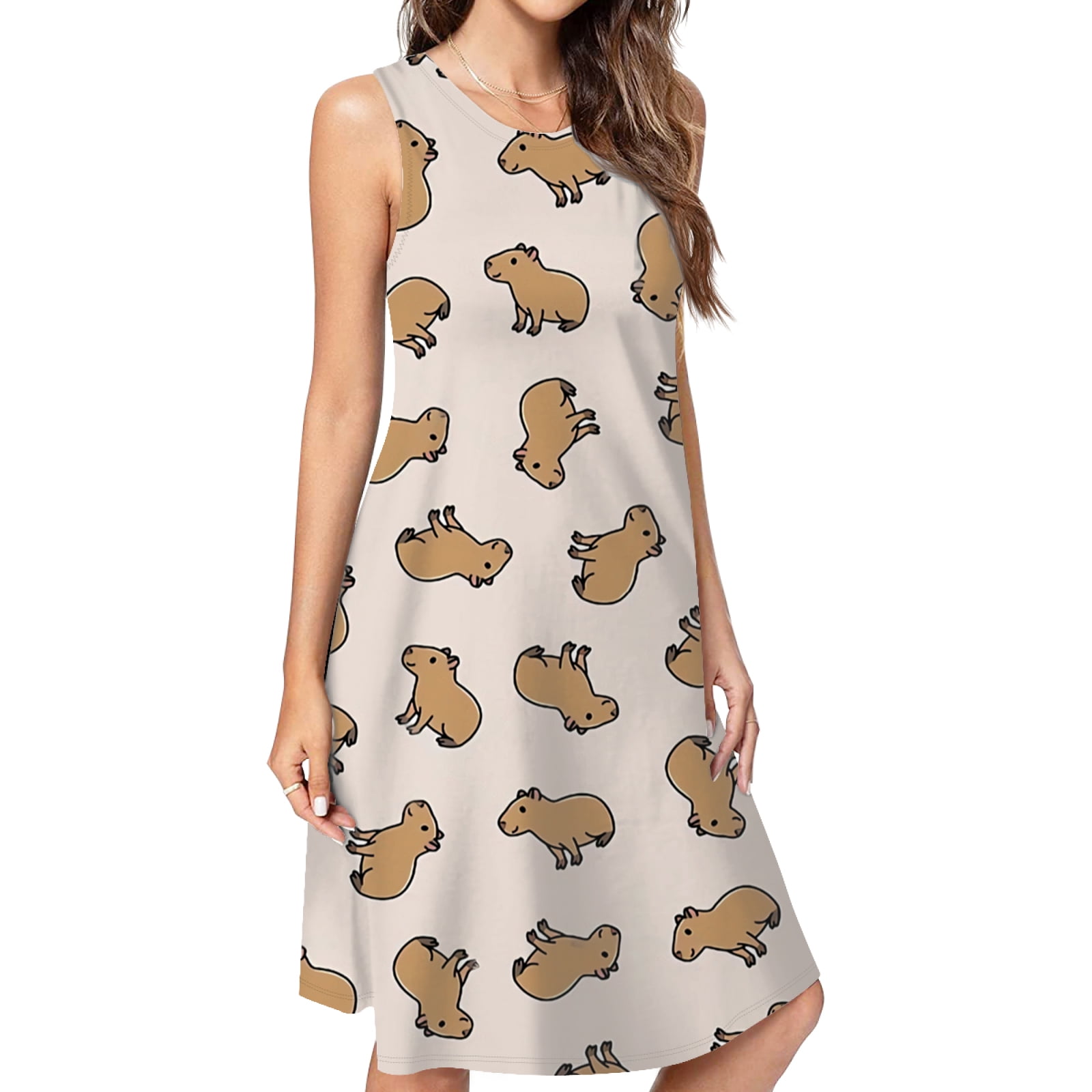 Capybara Dress Loose Women'S Dress Beach Dresses With Pockets Dresses ...