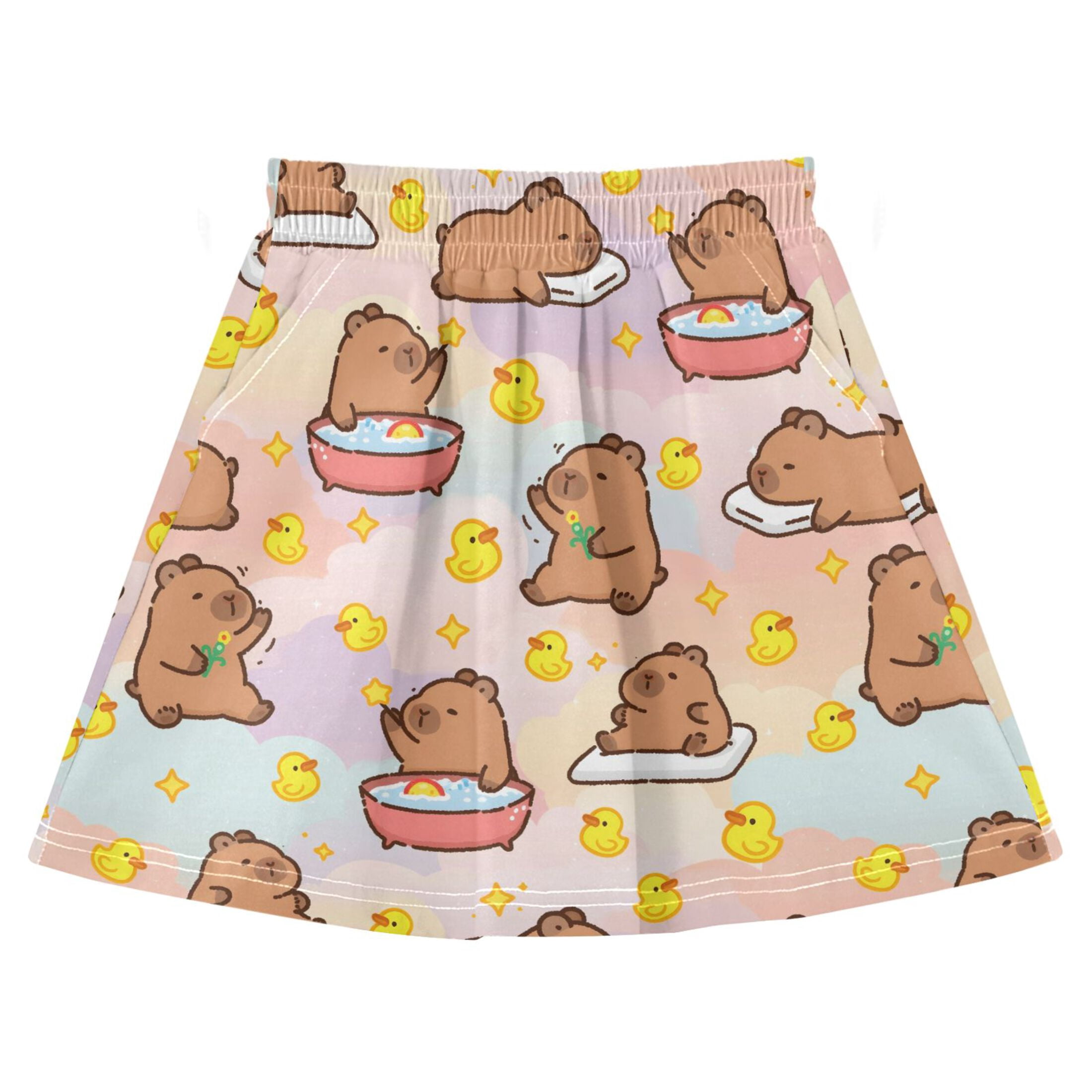 Capybara Duck Athletic Skirt with Pockets and Built-in Shorts for 3-8Y ...