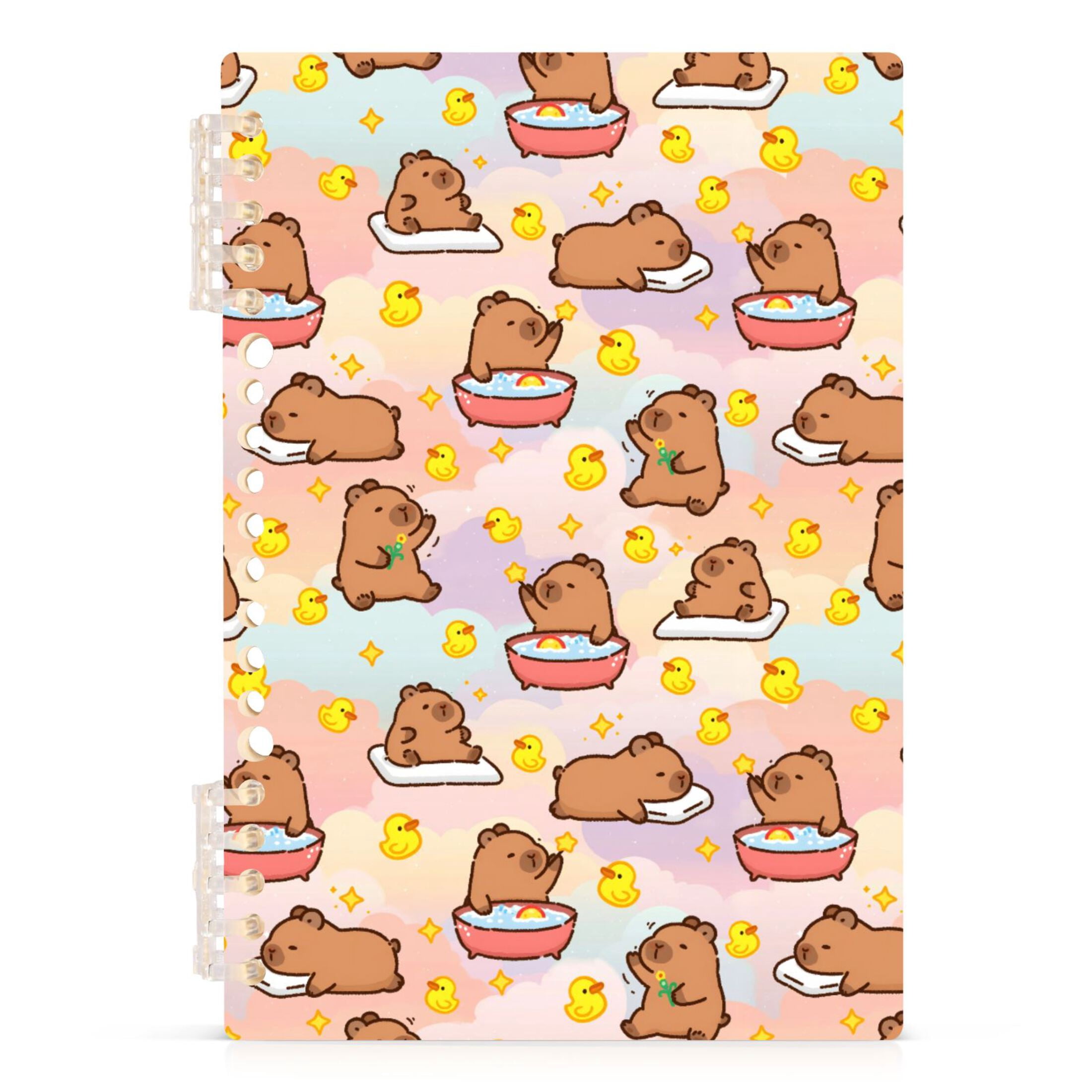 Capybara Duck Pattern A5 Notebook Refillable 60 Sheets Detachable Ring ...