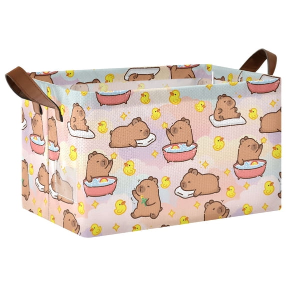 Capybara Duck Pattern Collapsible Storage Bin Open Home Shelf Basket ...