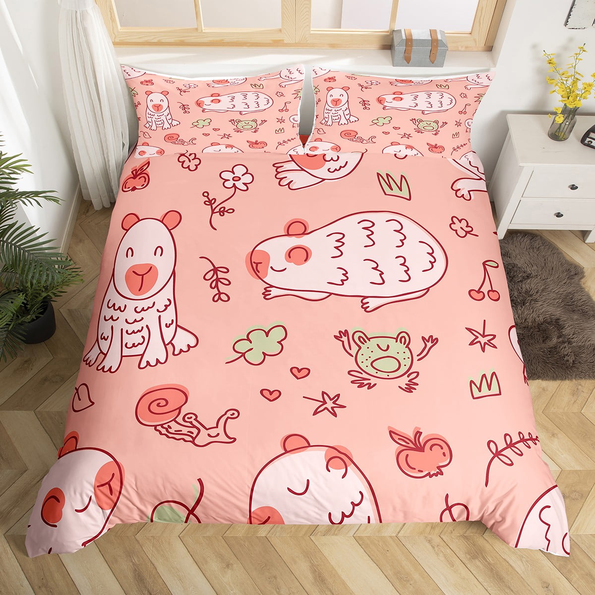 Capybara Duvet Cover Kawaii Bedding Set Wild Animals Comforter Cover ...